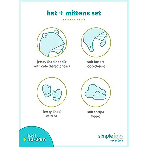 Simple Joys by Carter's Baby Hat and Mitten Set, Ivory, 12-24 Months