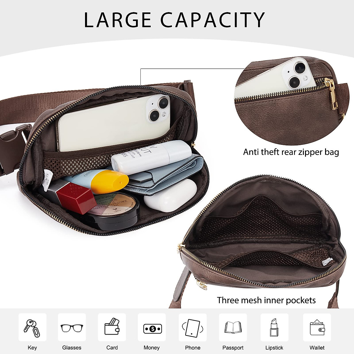 CLUCI Backpack Purse for Women Belt Bag for Women