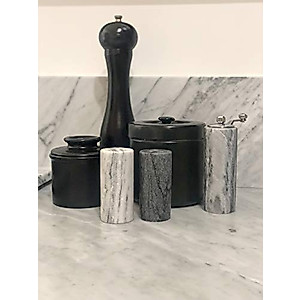 Fox Run White and Black Marble Salt and Pepper Shaker Set, Set of 2 (White/Black)