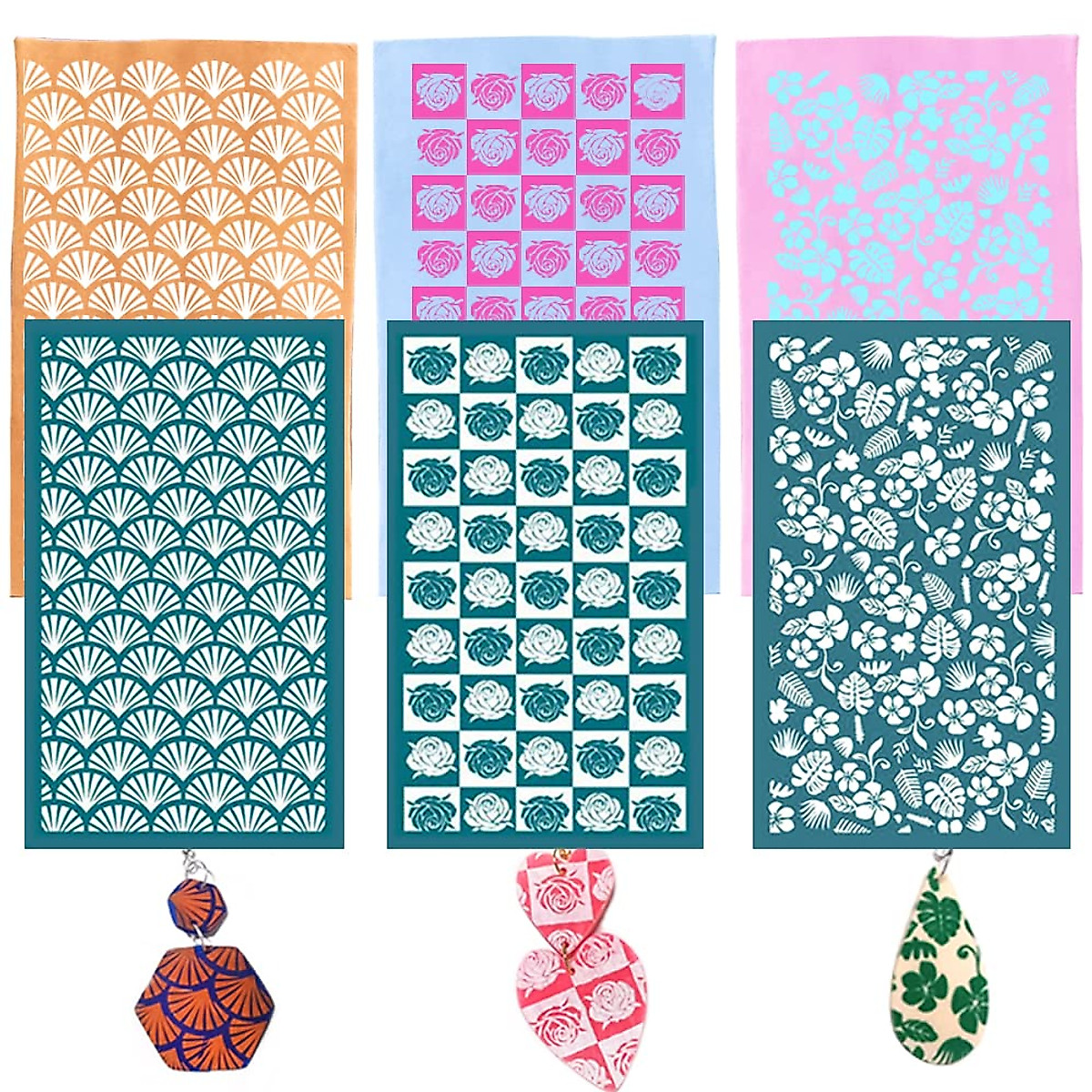 112 PCS Polymer Clay Cutters Set, findTop Silk Screen for Polymer Clay, Polymer Clay Cutters Tools for Making Earrings and DIY Crafts