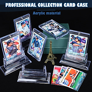 4ct Magnetic Card Holders for Trading Cards, 35pt Acrylic Baseball Card Holders with 4 Card Stands Card Protector Hard Plastic Fit for YuGiOh, MTG and Sport Cards (4)
