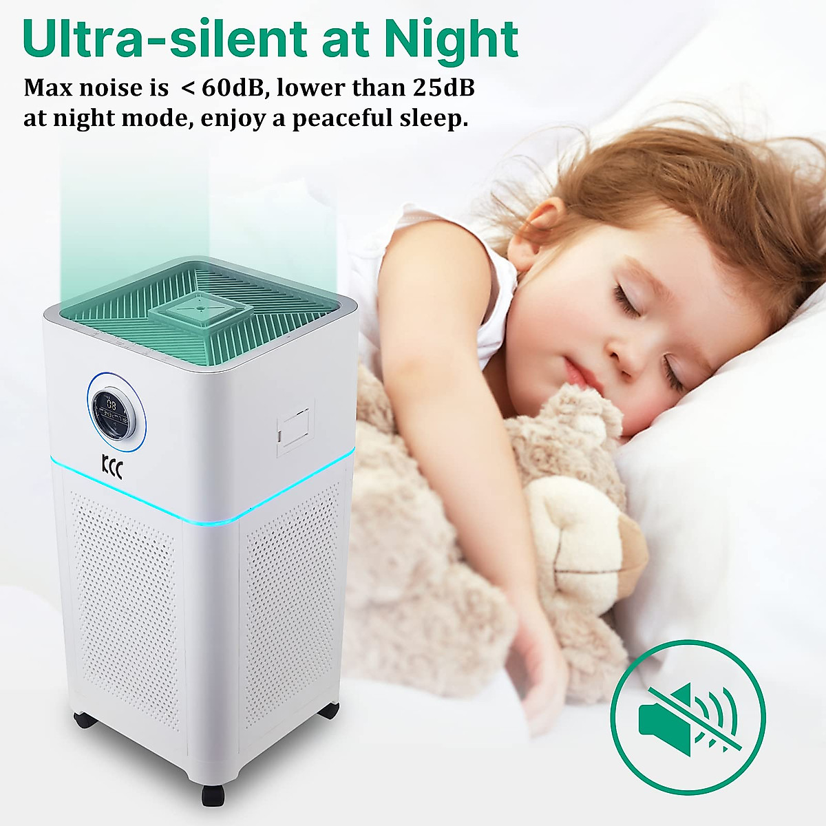 KCC Air Purifier for Home Large Room, Quiet Air Cleaner for Bedroom with Washable Pre-Filter, 646 SqFt Coverage