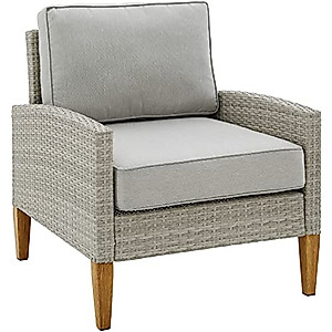 Crosley Furniture CO7168-GY Capella Outdoor Wicker 2-Piece Armchair Set, Acorn with Gray Cushions