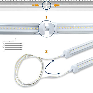 Greess 12 Pack LED T8 Shop Light 2FT 10W 6000K Daylight White Linkable LED Integrated Tube Lights with Clear Cover, LED Bar Lights for Garage,Workshop,Workbench with On/Off Plug Cord