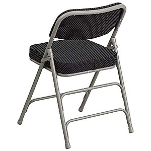 Flash Furniture 4 Pack HERCULES Series Premium Curved Triple Braced & Double Hinged Black Pin-Dot Fabric Metal Folding Chair