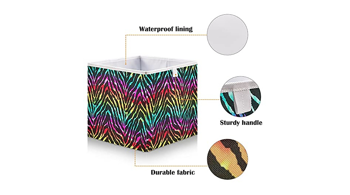 Rainbow Zebra Print Storage Basket - Stylish & Functional