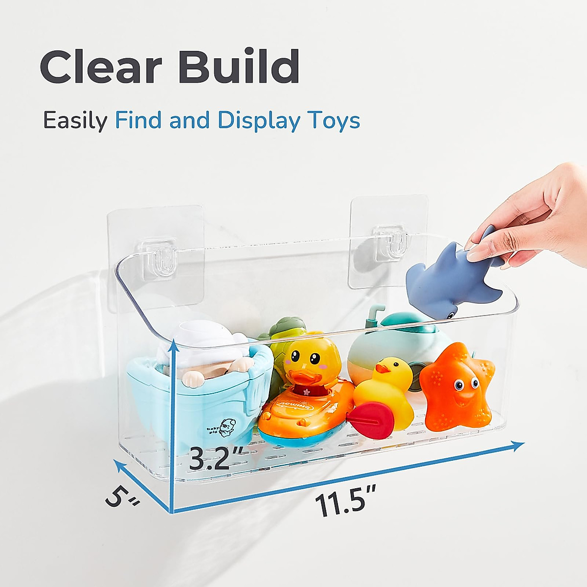 CQUNM Bath Toy Storage Holder for Bathtub, Clear Bath Toy Organizer Large Capacity Bathtub Toy Storage Shower Caddy for Bathroom (2 Large)