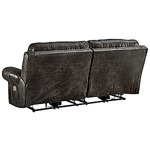 Signature Design by Ashley Grearview 2 Seat Power Reclining Sofa with Adjustable Headrest, Dark Gray