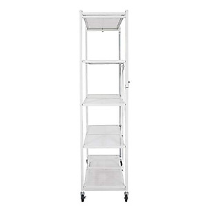 Origami 5-Shelf Foldable Storage Shelves for Garage Kitchen Home Closet, Metal Wire, Collapsible Organizer Rack, Holds up to 1000 pounds, Powder-Coated Steel, Heavy Duty | White