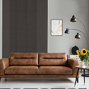 GoDear Design Adjustable Sliding Panel Track Vertical Blinds for Windows 45.8"- 86" W x 96" H, Extendable Patio Door Blinds for Sliding Door, Trimmable Fabric Panel Curtinsa, Semi-Privacy, Tea Time