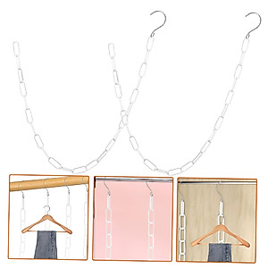 BUGUUYO 4pcs Clothes Hanging Chain Hangers Clothes Rack Clothes Hanger Connector Coat Hanging Chain Clothing Line Chain Link Cloth Plastic Chain for Clothes Hanger Indoor Clothesline White