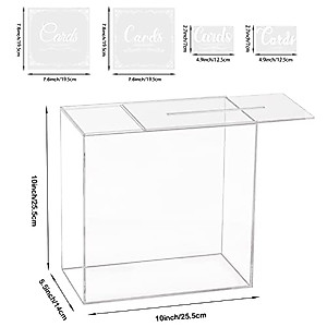 Clear Acrylic Wedding Card Box, Large DIY Card Box Blank No Print for Wedding Reception, Graduation Party, Bridal Shower, Keepsake Party Favor, Cosmetic Home Decor (10 x10 x 5.5 Inch)