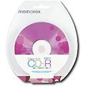 Memorex Cool Color Designer CD-R Recordable Media Spindle, Pink, 700MB/80 Minutes, Pack of 10