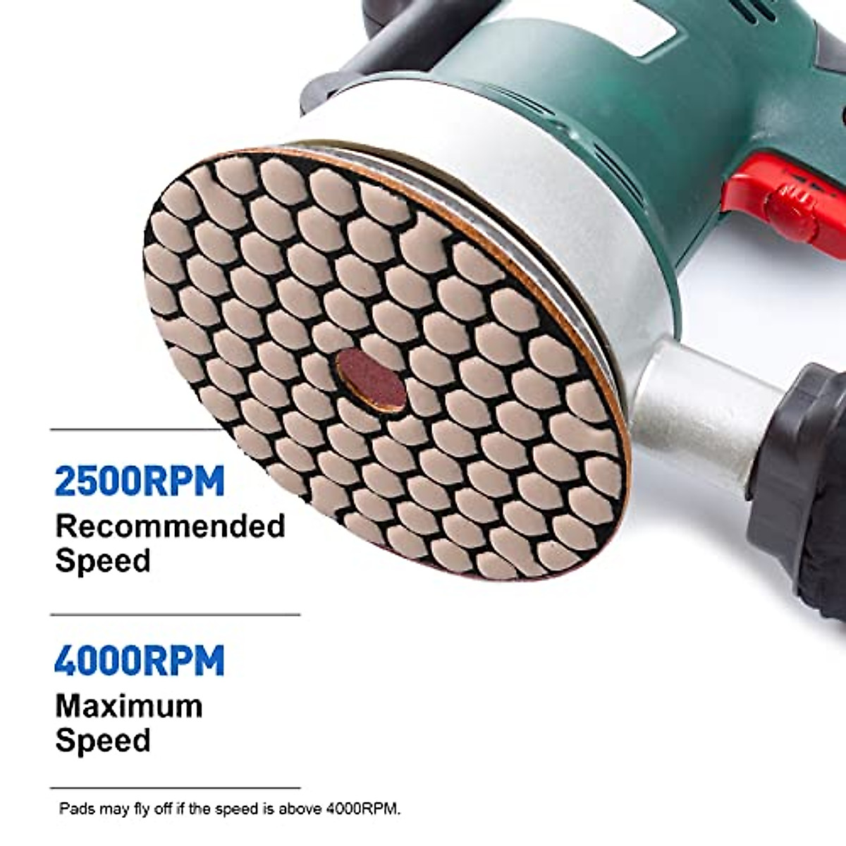 iMetrx 8Pack Diamond Polishing Pads 4 inch Dry (7pcs, Grits 50#-2000#) and Backer Pad (1Set) Concrete Diamond Sanding Discs Marble Granite Stone polishing kit