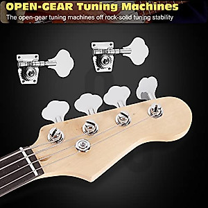 Polar Aurora NEW Full Size 4 Strings Blue Electric Bass Guitar+ Amp Cord+ Gigbag…