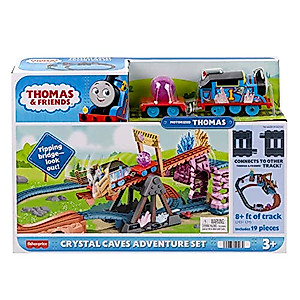 Thomas & Friends Motorized Toy Train Set Crystal Caves Adventure with Thomas, Tipping Bridge & 8 Ft of Track for Kids Ages 3+ Years