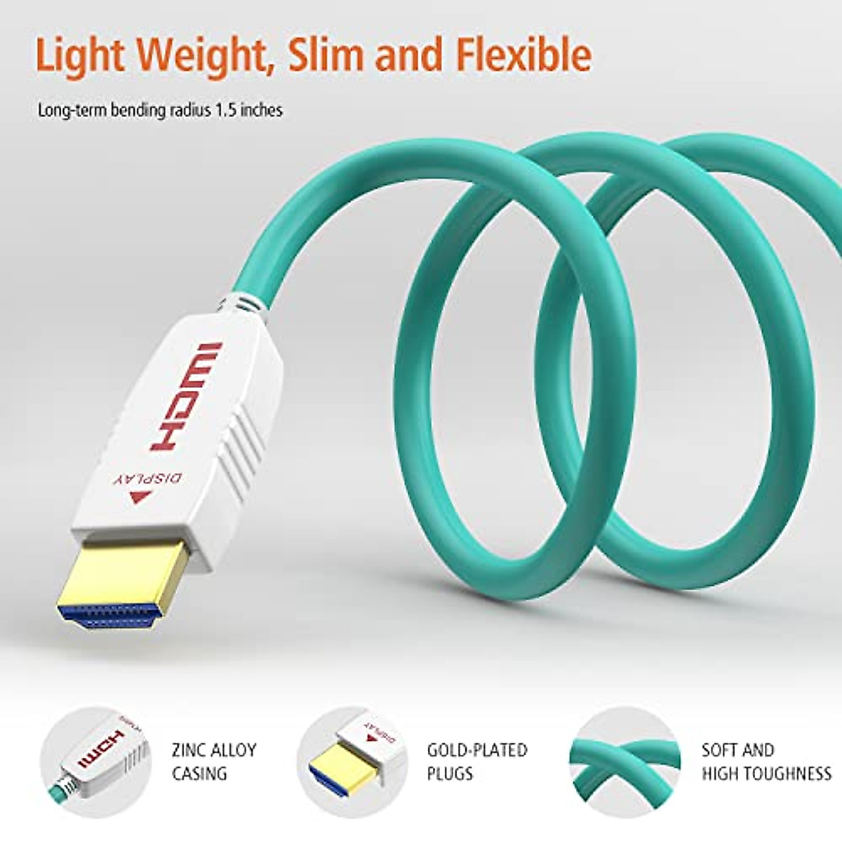 RUIPRO 8K Fiber Optic HDMI Cable 10 Feet 48Gbps 8K60Hz 4K120Hz Dynamic HDR eARC HDCP2.2/2.3 for RTX4080/4090/3080/3090, Xbox S/X, PS5/4, AVR, Projector, LG/Samsung/Sony TV