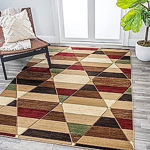 JONATHAN Y UNQ101B-8 Kehoe Retro Diamonds Geometric Indoor Area -Rug, Modern, Contemporary, Transitional Easy -Cleaning,Bedroom,Kitchen,Living Room,Non Shedding, Red/Brown/Cream, 8 X 10