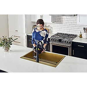 Ruvati 33 x 22 inch Satin Brass Matte Gold Stainless Steel Drop-in Topmount Kitchen Sink Single Bowl - RVH5005GG