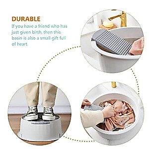 Laundry Wash Basin with Washboard: Washing Clothes Bucket Hand Wash Board Plastic Basin for Laundry Japanese Laundry Tub for Diaper T Shirt Underwear Grey
