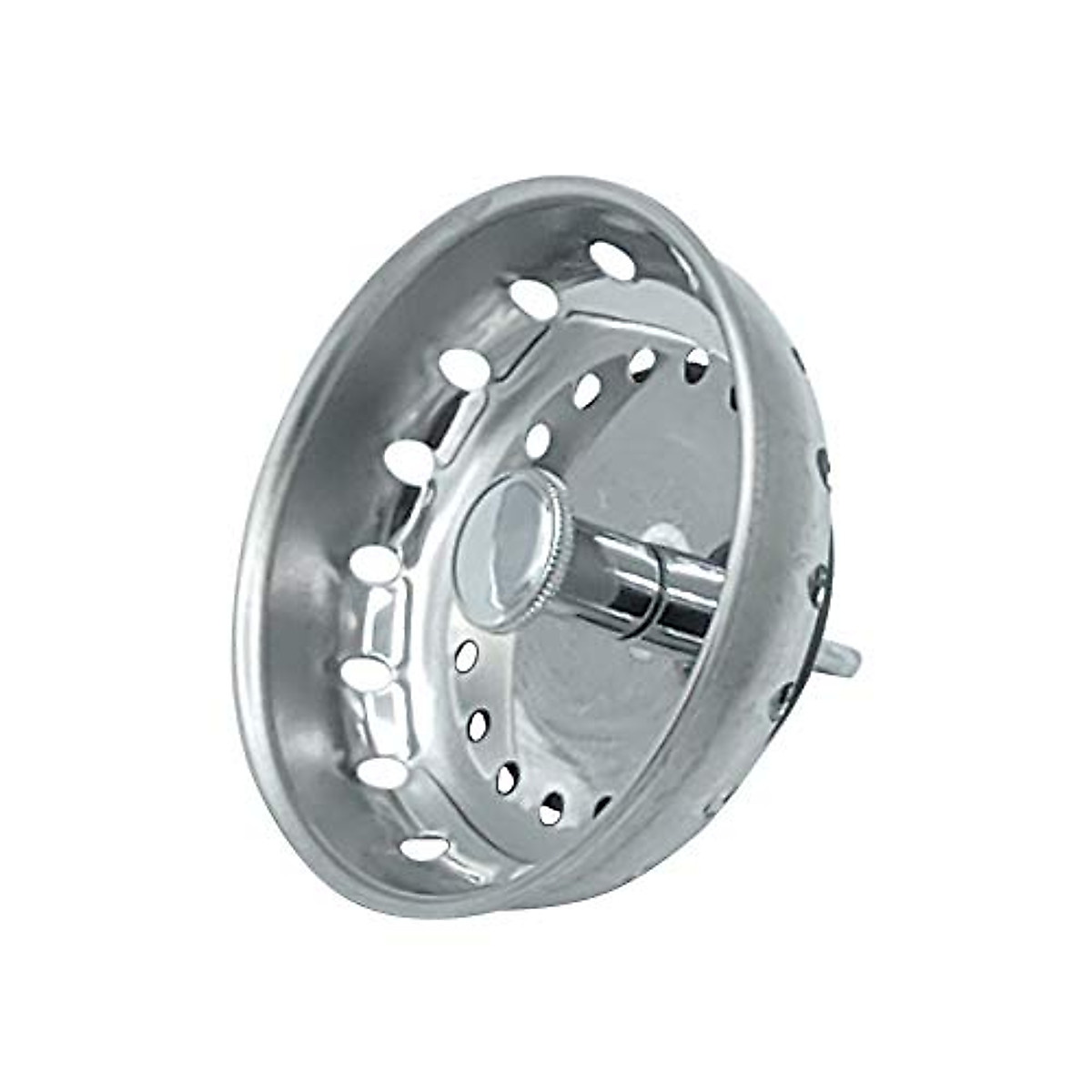 Replacement Kitchen Sink Stainless Steel Basket Strainer with Prong and Rubber Stopper, Universal Fit, 3-1/2 Inch Chrome