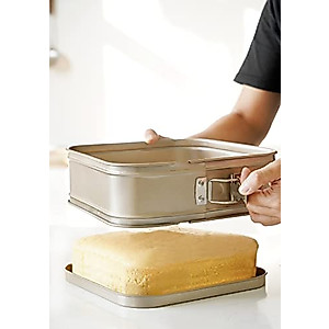 HYTK Nonstick Baking Pans Set for Starter,10x15Inch Cookie Sheet Tray 6 Cup Muffin Tin 9Inch Round and Square Springform Cake Pan 1Lb Loaf Bread Pan Carbon Steel Bakeware Gift 5pcs Non-Toxic BPA Free