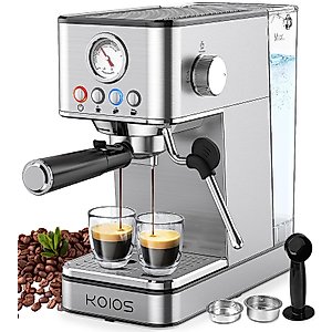 KOIOS Espresso Machines, Upgraded 1200W Espresso Maker with Foaming Steam Wand, 20 Bar Semi-Automatic Steam Espresso Coffee Maker for home, Cappuccino & Latte Machine with 58oz Removable Water Tank