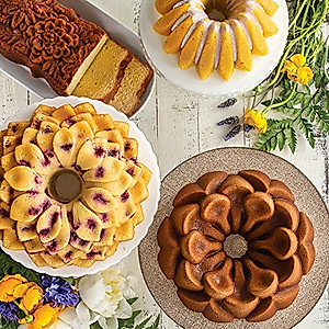 Nordic Ware Lotus Bundt Pan Gold, 5 Cup Capacity