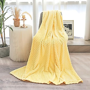 Bnuitland Light Yellow Flannel throw blanket (50X70 inches), 300 GSM Fleece Cozy Warm Soft home decor Lightweight Bed Sofa Blanket for Adults, Suitable for All Seasons.