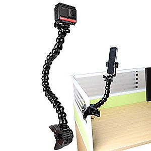 Pellking Jaws Flex Clamp Smartphone Mount with Adjustable Gooseneck（19 Sections） Compatible with iPhone Samsung,and GoPro Hero 10,9,8,7,6,5,4,, 3+, 2, 1, DJI Osmo Action Akaso Camera Mounts