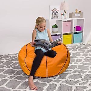 Posh Creations Kids Stuffed Animal Storage Bean Bag Chair Cover - Childrens Toy Organizer, Large-38in, Sports Basketball