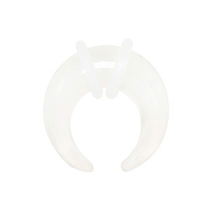 White Glass Pincher Taper Plugs with 2 Clear O-Rings, Sold as a Pair (6mm (2GA))