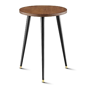 KINNARY Indoor Plant Stand, Mid Century Wood Plant Stand Plant Table for Flower Pots, Heavy Duty Metal Tall Plant Holder, Modern Home Decor Small Round Side End Table (11.8"x16")