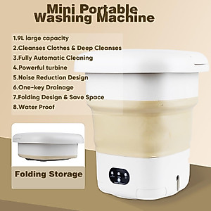 Small Portable Washing Machine, Mini Washer, 9L Upgraded Large Capacity Foldable Washer, Deep Cleaning of Underwear, Baby Clothes And Other Small Clothes.Suitable for Apartments, Dormitories, Hotel