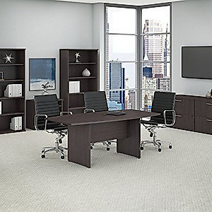 Bush Business Furniture 72W x 36D Boat Shaped Conference Table with Wood Base in Storm Gray