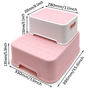 HTTMT- Pink Kid,Baby,Toddler Double Up 2 Step Stool Anti-Slip Sturdy Two Step Stool For Potty Training, Bathroom, Kitchen, Toilet Stools, Nursery Furniture [P/N : ET-BABY008-PINK]