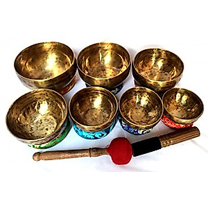 Singing bowl Chakra Set-Handmade singing bowl 7 chakra set from Nepal