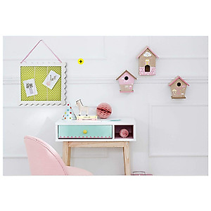 Toddler Room Decorative Memo Pad Polk Dots Fabric Memory/Memo Photo Bulletin Board for Nursery Room Kids Room Decor 17.7 x 15.7 Inches (Green)