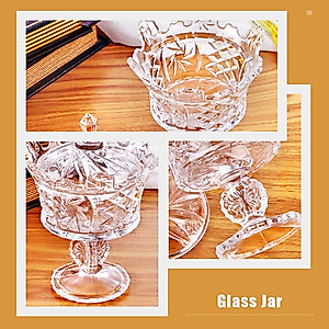 DOITOOL Crystal Glass Candy Dish With Lid Crown Candy Jar Decorative Candy Bowl Crystal Covered Cookie Jar for Home Office Desk