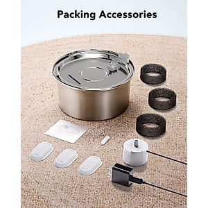 Cat Water Fountain Stainless Steel, HICC PULE 108oz/3.2L Automatic Pet Water Fountain, Dishwasher Safe Dog Water Dispenser with Adjustable Water Flow, Ultra-Quiet Pump, Multi-Filtration