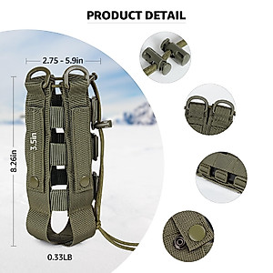 ZXXSFM Molle Pouch Water Bottle Holder for Backpack, Tactical Water Bottle Holder Use with Strap, Adjustable Straps Water Bottle Carrier Bag for 20 32 36 48 Oz Water Bottle(Green)