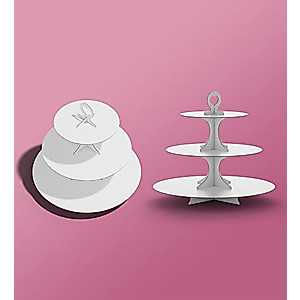 2 Pack Cupcake Stand Tower, BLISSURWhite Cupcake Tier Stand, 3 Tier Cup Cake Stand Cardboard Dessert Cupcake Stand Holder for Parties, Tiered Cupcake Stand (White)