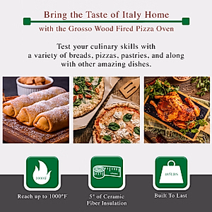 La Piazza Grosso Counter Top - Outdoor Pizza Oven - Wood Burning Oven - Stainless Steel Pizza Oven - 34" x 45” Cooking Surface