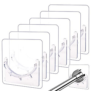 80mm Adhesive Shower Curtain Rod Holder 6PCS Large Shower Curtain Tension Rod Holders for Wall No Drilling Bathroom Shower Curtain Mount Holder Brackets