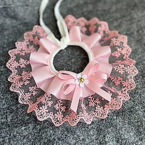 REBABA Pet Bandana Costume, Cat Dog Cute lace Bowknot Saliva Towel Dog Bib Scarf Kitten Bib Small Dog Cat Dress Up Accessories(XS,Pink)