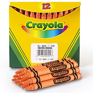 Crayola Crayons, Orange, Single Color Crayon Refill, 12 Count Bulk Crayons, School Supplies