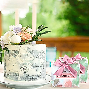 Pink Thank You Bags with Pink Bow Ribbon, Small Candy Goodie Gift Bags Treat Boxes for Wedding Bridal Baby Shower Business Party Supplies, 4.53 x 1.77 x 3.94 Inches (24 Pcs)