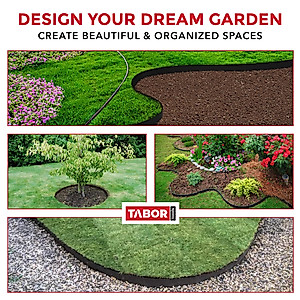TABOR TOOLS 20 Ft Terrace Board, 5 Inch High, 0.1" Inch Thickness, Landscape Edging Coil, Grass Barrier, Bender Board, Garden Liner, ES30. (Black)