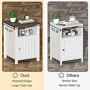 ChooChoo Farmhouse Nightstand, Rustic Vintage End Side Table with Storage for Bedroom Living Room, White