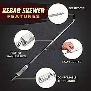 Jork Products Kebab Grilling Basket Nonstick Steel with Wood Handle, 4 x 4 pack, Includes Stainless Steel Kebab Skewers